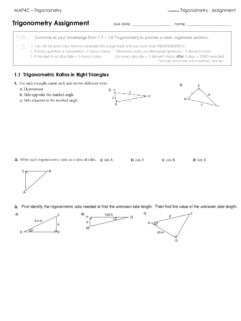 Fillable Online Trigonometry 1 Section A Typical Exam Questions Fax Email Print - pdfFiller