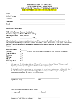 Fillable Online mjc olemiss Out-of-State Travel Authorization ...