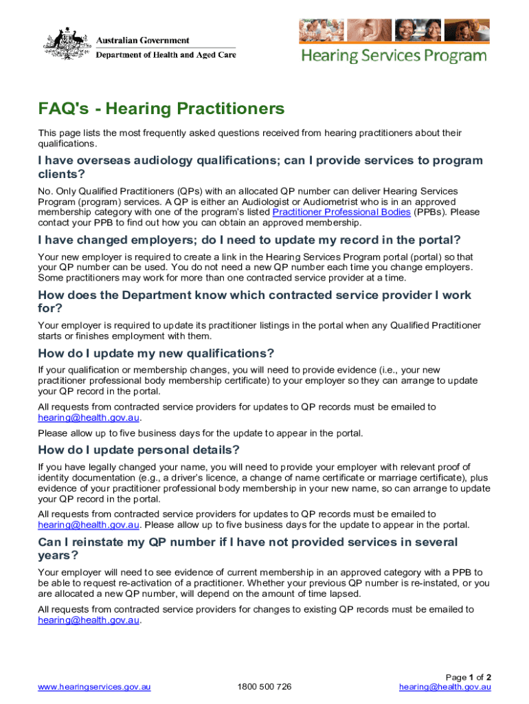 Fillable Online acc hearingservices gov FAQ's - Hearing Practitioners ...