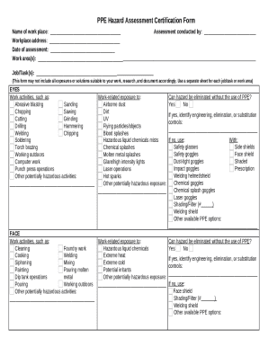 PPE Hazard Assessment Certification Doc Template | pdfFiller