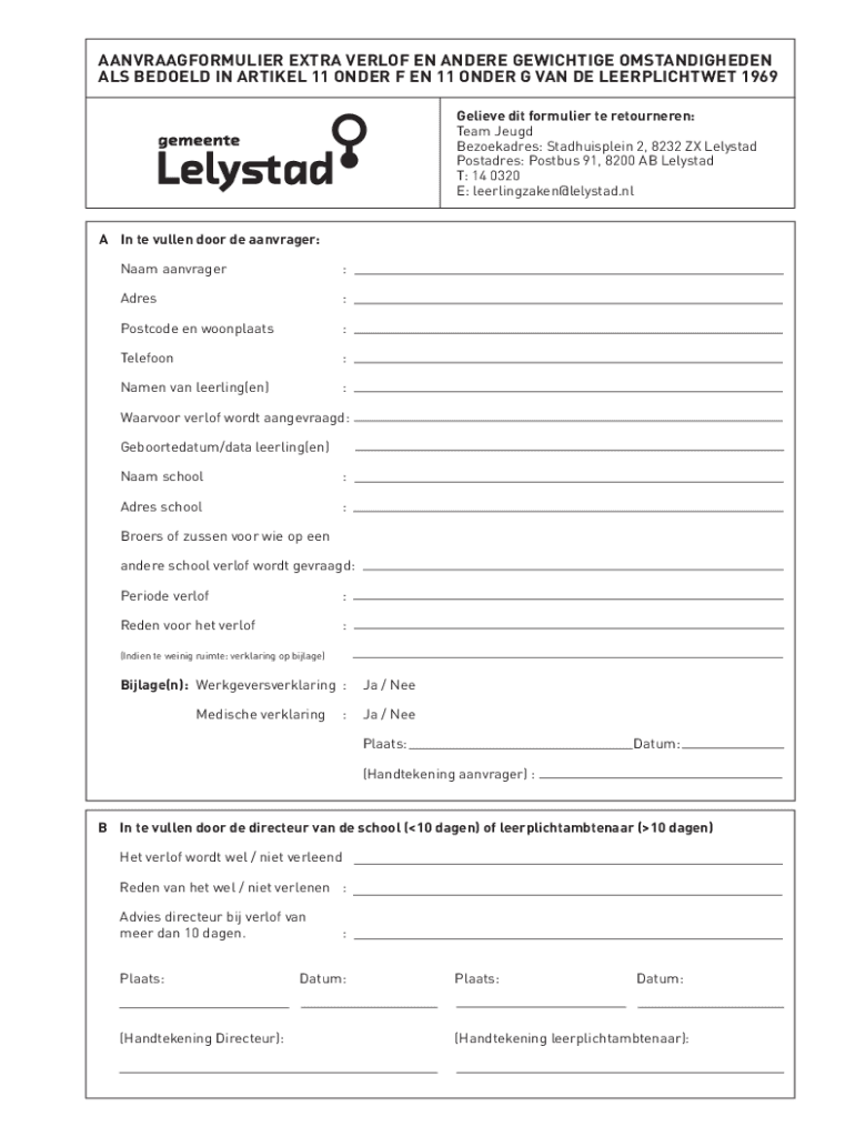 Invulbaar Online formulier aanvraag verlof art. 11 f en g - CBS De ...