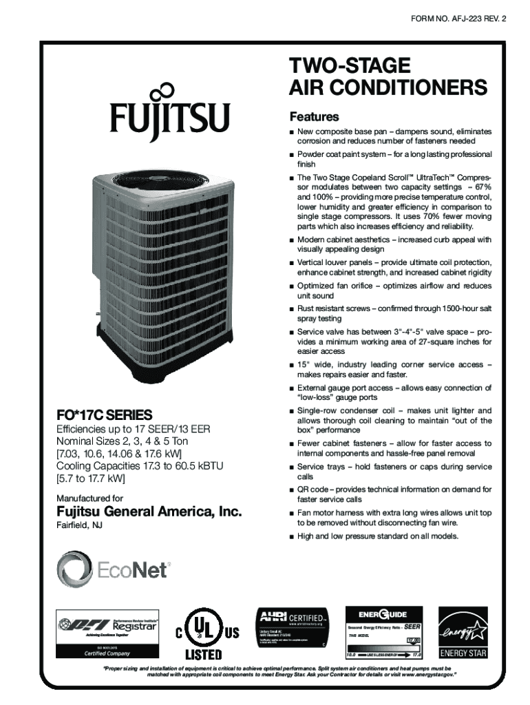 Fillable Online specification sheet afj- 223-fo17 Fax Email Print ...