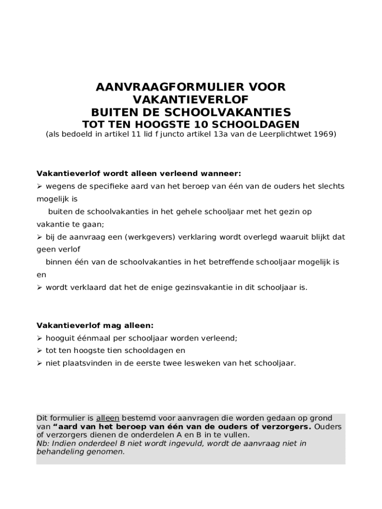 AANVRAAGULIER VOOR VERLOF BUITEN ... - Paus Johannes Doc Template ...