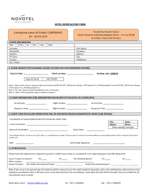 Fillable Online HOTEL RESERVATION FORM Event/group name: IB GLOBAL ... Fax Email Print - pdfFiller