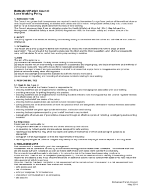 Fillable Online Aid 1 Model Lone Working Policy - cloudfront.net Fax ...
