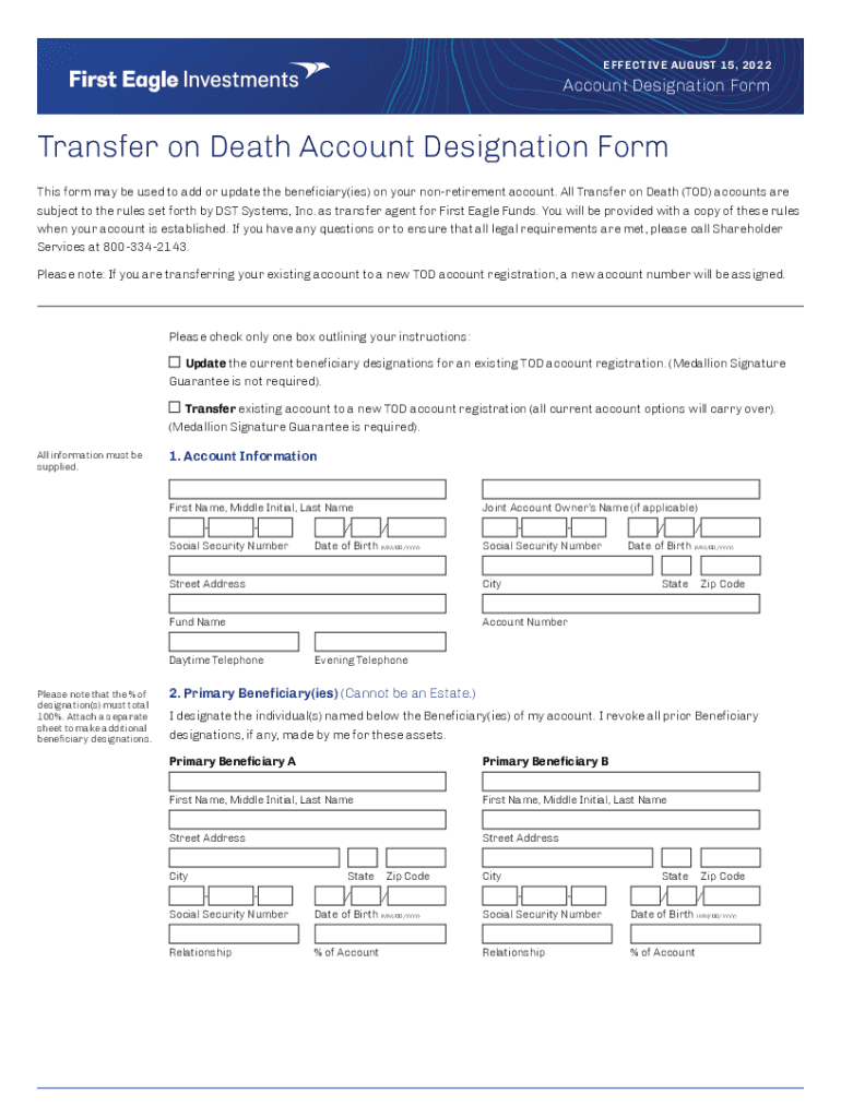 Fillable Online Transfer on Death Beneficiary Designation Form - Dodge ...