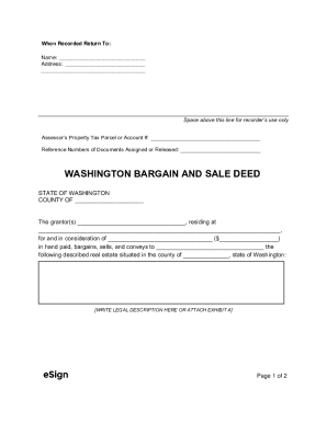 Fillable Online Washington Quit Claim Deed - eForms Fax Email Print - pdfFiller