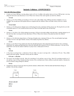 Fillable Online Inelastic Collisions (ANSWER KEY) Fax Email Print ...