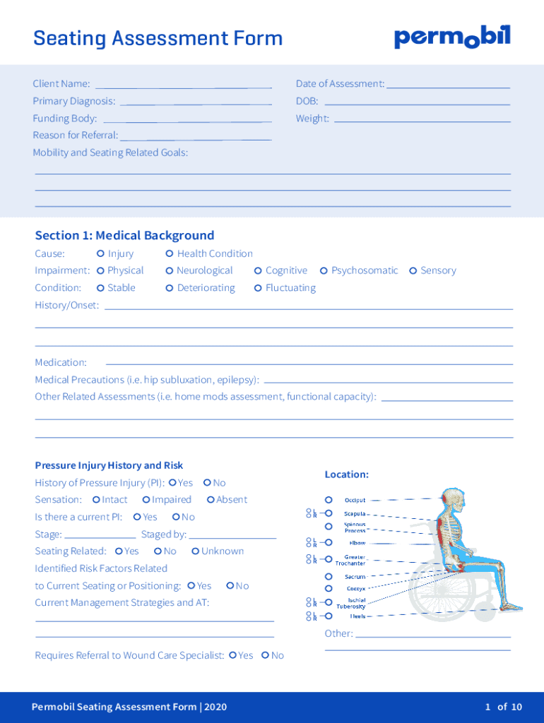 Fillable Online Seating Assessment Form Fax Email Print - pdfFiller