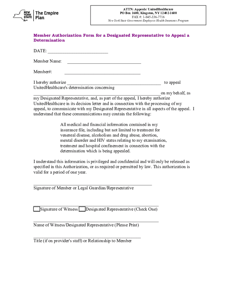 Fillable Online UHC appeal claim submission address - Instruction Fax ...