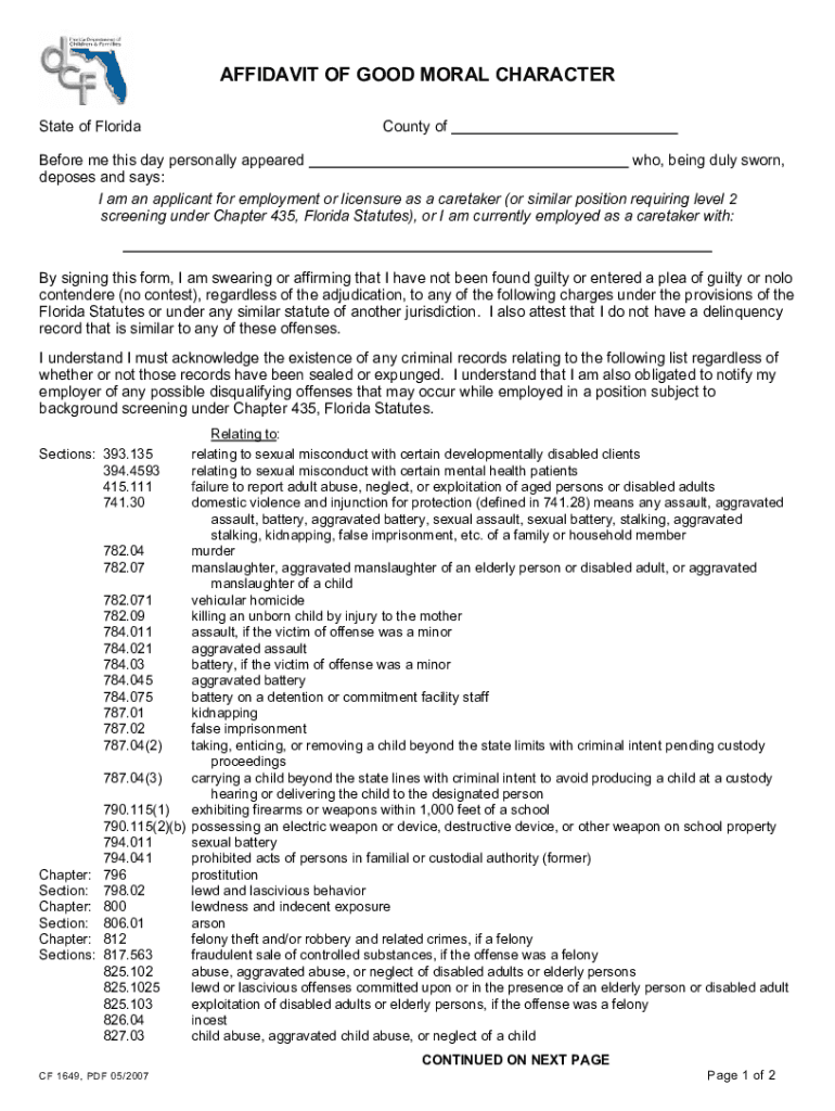 Fillable Online Affidavit of Good Moral Character - Fill Out and ...