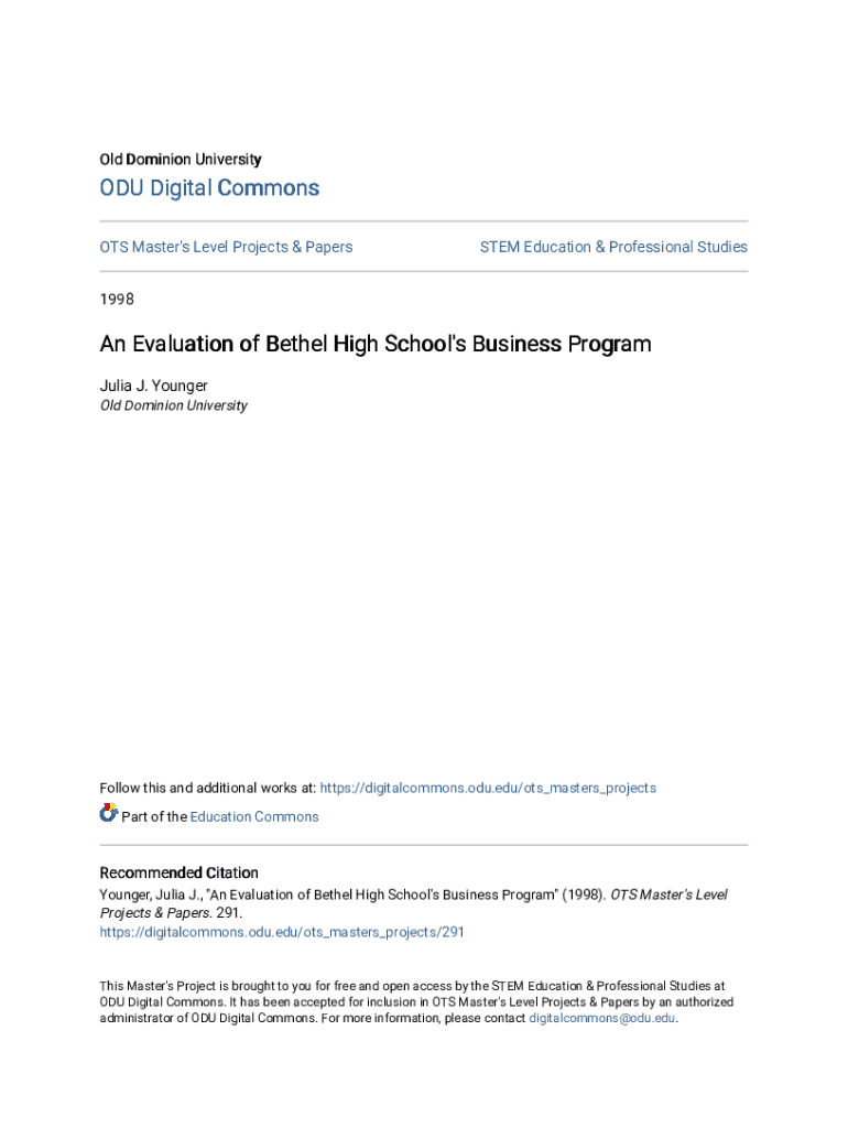 Fillable Online An Evaluation of Bethel High School's Business Program Fax Email Print - pdfFiller