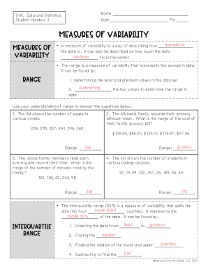 Fillable Online MEASURES OF VARIABILITY Fax Email Print - pdfFiller