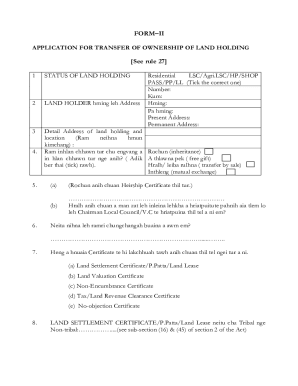 Fillable Online application for transfer of ownership of land holding ...