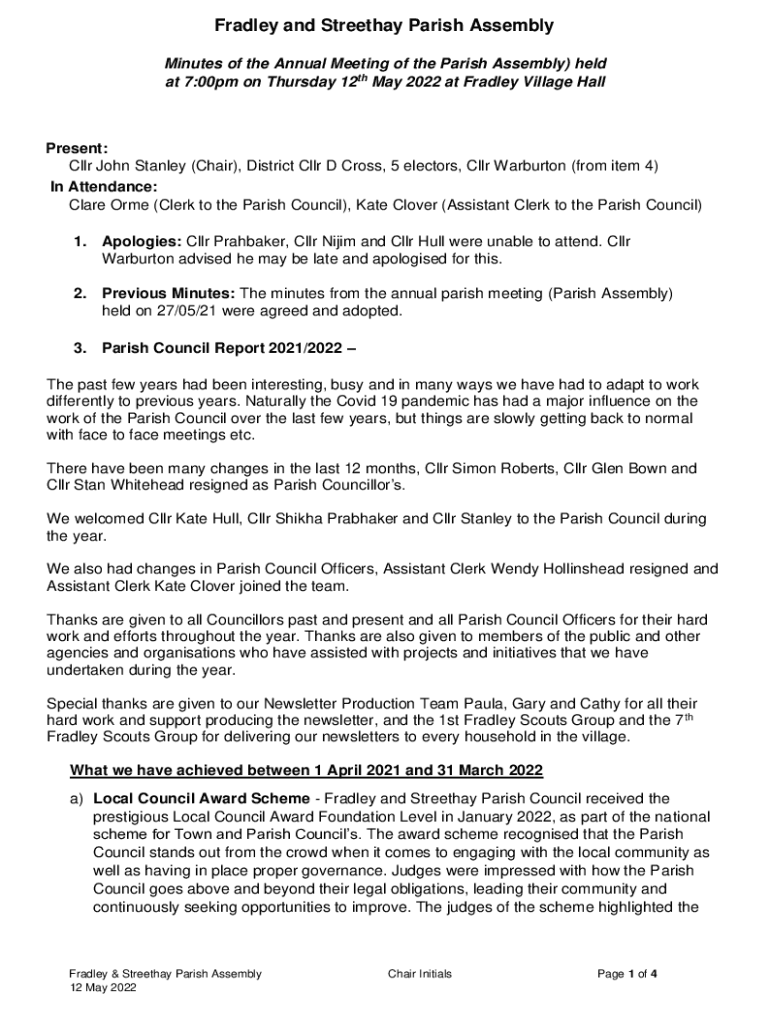 Fillable Online Results in from Fradley and Streethay Parish Council by ...