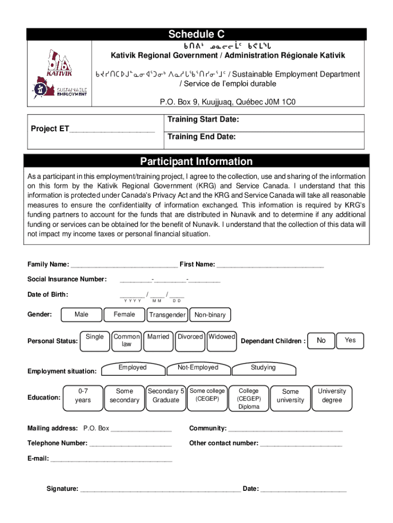 Fillable Online Schedule C Participant Information Fax Email Print - pdfFiller