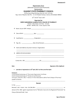 Fillable Online Registration Form - Gujarat State Pharmacy Council Fax ...