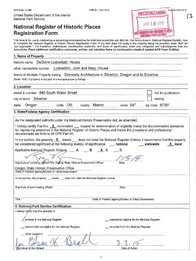 Fillable Online silverton or DeGuire--Ludowitzki House - City of ...