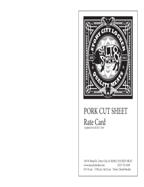 Fillable Online PORK CUT SHEET Rate Card Fax Email Print - pdfFiller