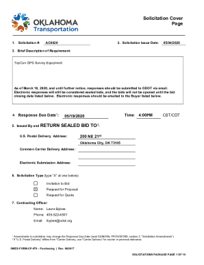 Fillable Online Solicitation Cover Page - Oklahoma.gov Home Fax Email Print - pdfFiller
