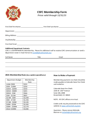 Fillable Online CSFC 21 Membership Form Fax Email Print - pdfFiller