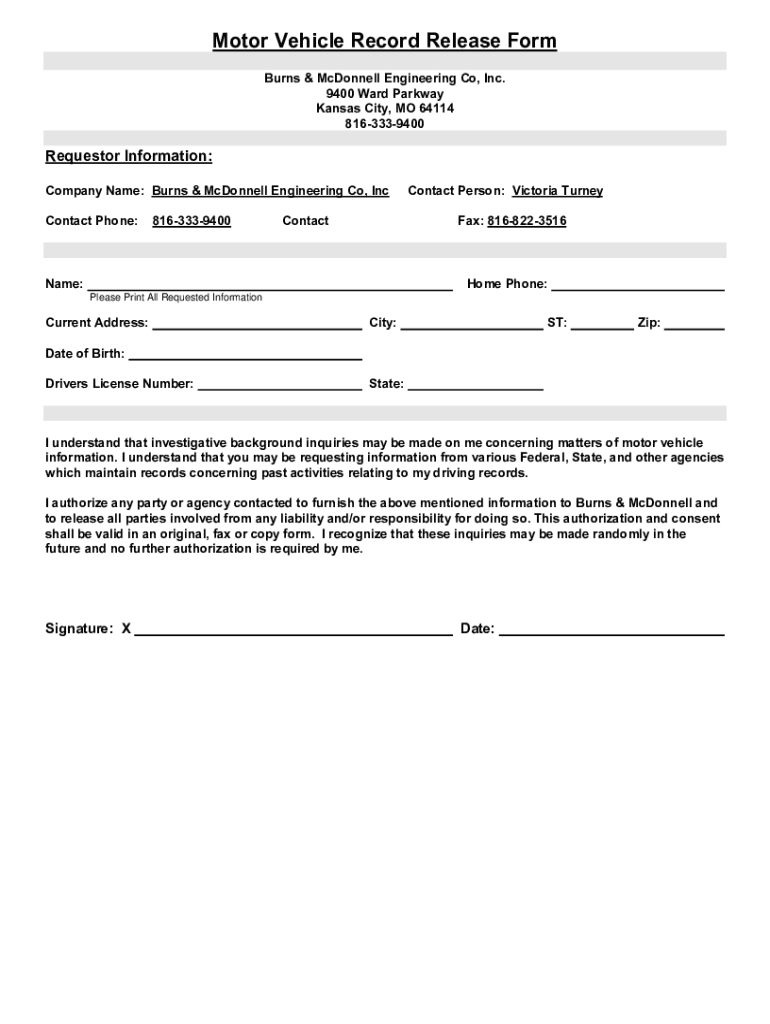 Fillable Online Motor Vehicle Record Release Form - AlertDriving Fax Email Print - pdfFiller