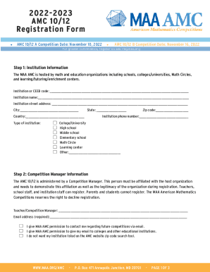 Fillable Online AMC 10/12Mathematical Association of America Fax Email ...