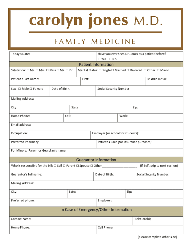 Fillable Online Yes No Patient Information Guarantor Information In Case of ... Fax Email Print ...