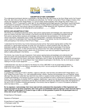 Fillable Online assumption of risk agreement - Saffire Fax Email Print ...