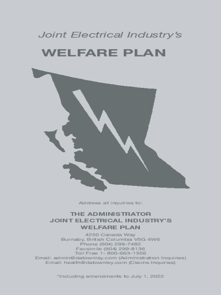 Fillable Online Joint Electrical Industry's - WELFARE PLAN - IBEW Local ...