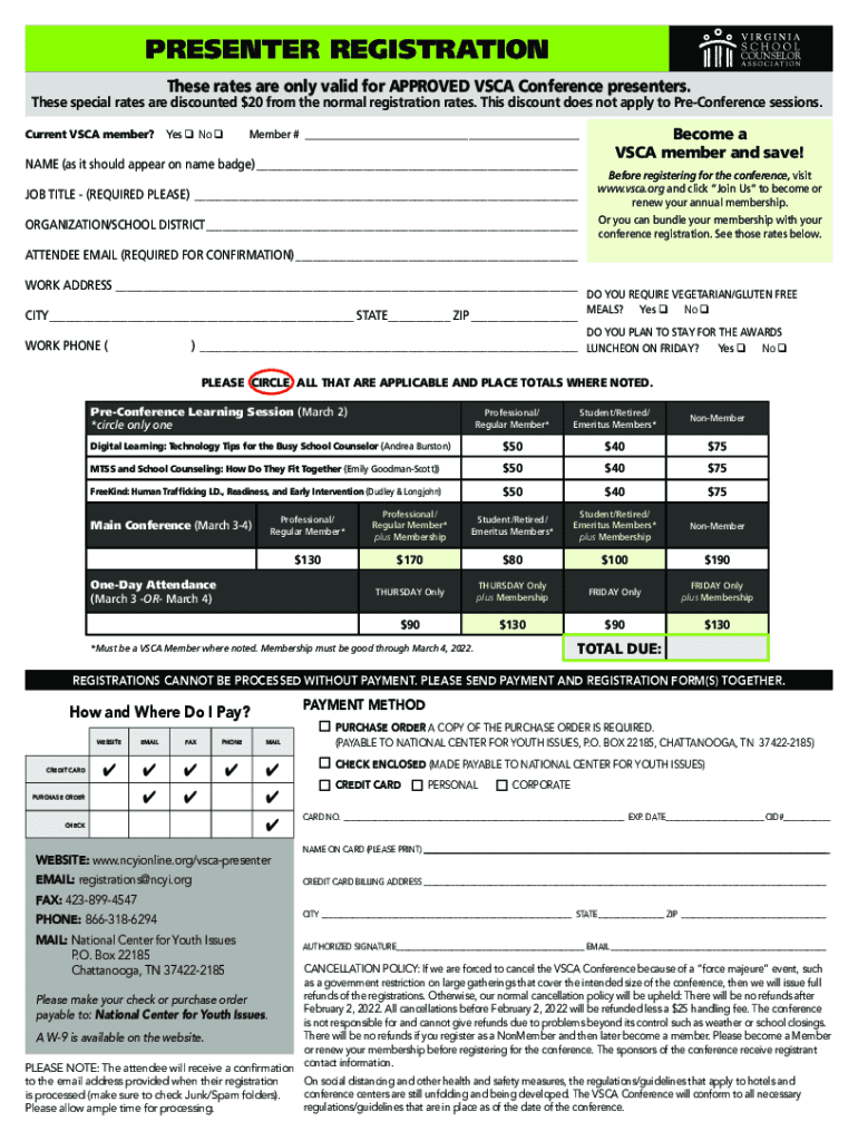 Fillable Online Submit your proposal for the VSCA Conference! - NCYI ...