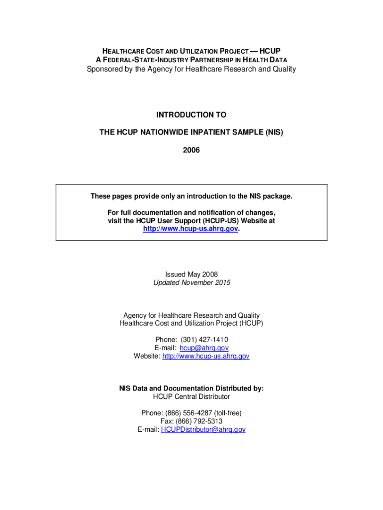 Fillable Online hcup-us ahrq Introduction to the HCUP Nationwide Inpatient Sample (NIS) Fax ...