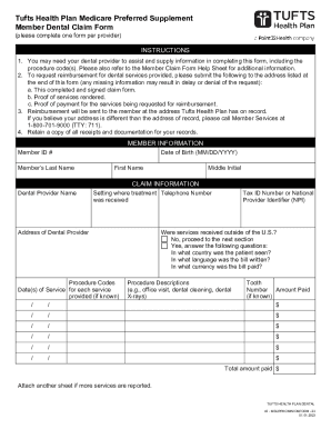 Fillable Online Tufts Health Plan Medicare Preferred Supplement Member ...