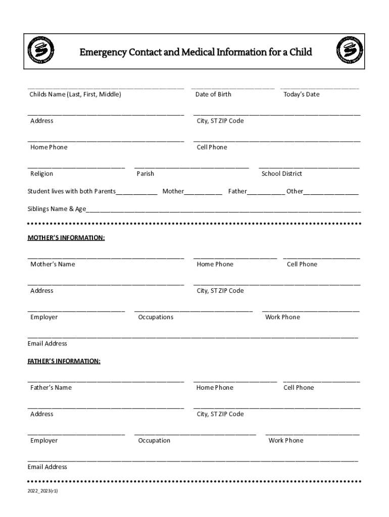 Fillable Online Emergency Medical Information Sheet - Amazon AWS Fax ...