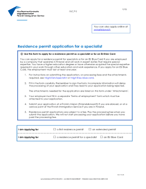 Fillable Online Residence permit application for persons employed as a ...