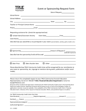 Fillable Online Event or Sponsorship Request Form Fax Email Print - pdfFiller
