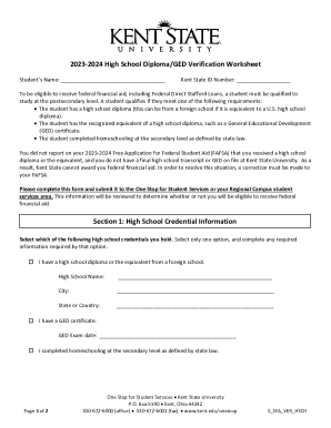 Fillable Online 2023-2024 High School Diploma or GED Verification ...