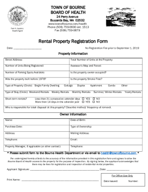 Fillable Online Rental Property Registration Form Town of Bourne Fax ...