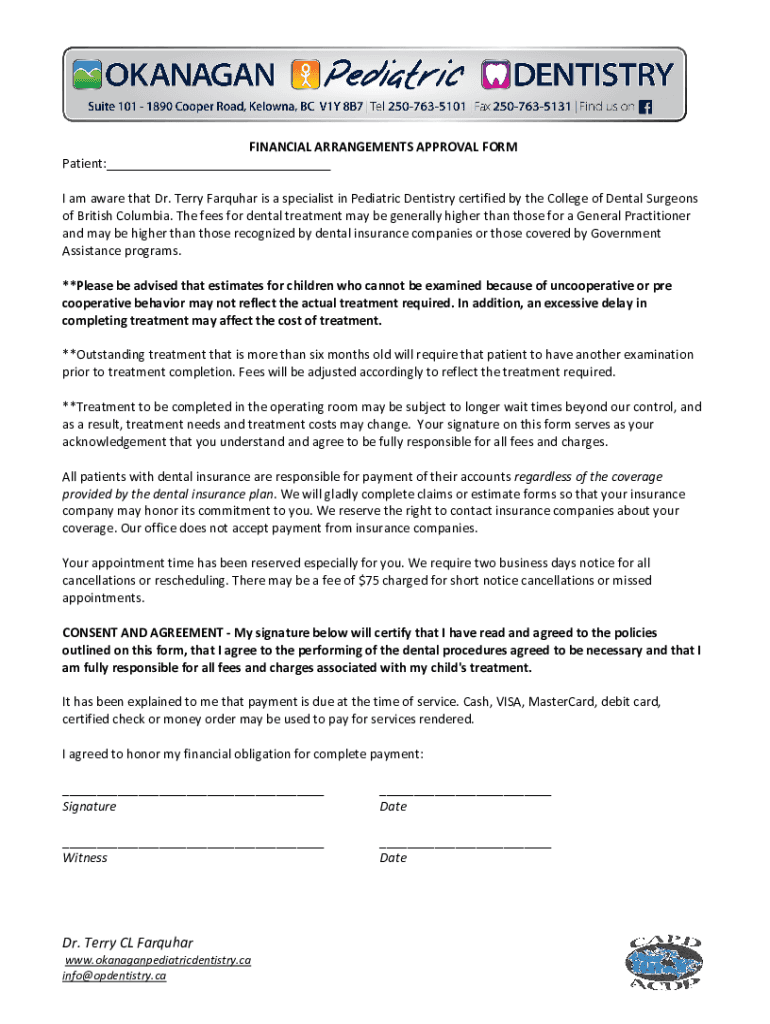 Fillable Online Dr. Terry Farquhar - Kelowna - Okanagan Pediatric ...