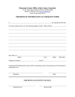 Fillable Online Freedom of Information Act Request Form - Montcalm ...