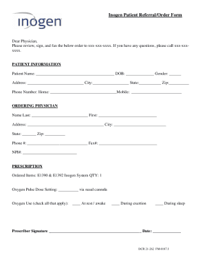 Fillable Online Inogen Patient Referral/Order Form Fax Email Print ...