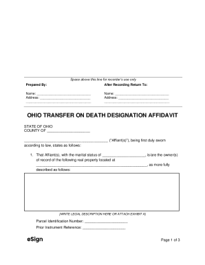 Fillable Online Ohio Transfer on Death Designation AffidaviteSign Fax ...