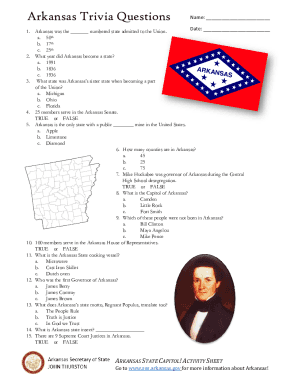 Fillable Online 86 Arkansas Trivia Questions (Ranked from Easiest to ...