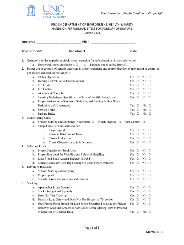 Fillable Online Hands-On Performance Test for Forklift Operators Fax ...