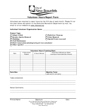 Fillable Online Volunteer Hours Report Form Fax Email Print - pdfFiller