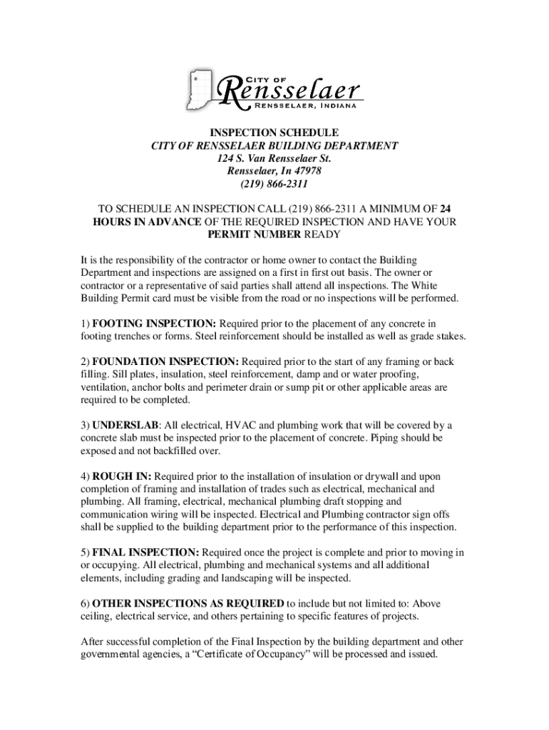 Fillable Online Schedule or Cancel an Inspection - City of Clearwater Fax Email Print - pdfFiller