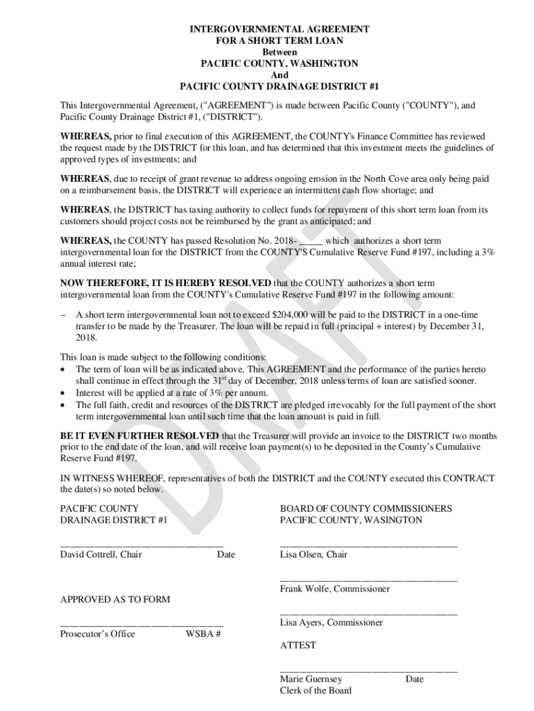 Fillable Online Intergovernmental Agreement for a short term loan Fax Email Print - pdfFiller
