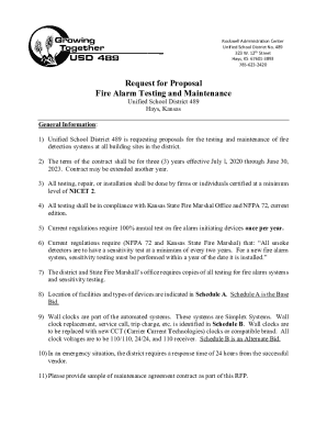 Fillable Online Request for Proposal Fire Alarm Testing and Maintenance ...