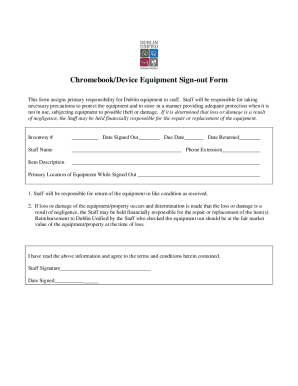 Fillable Online Chromebook/Device Equipment Sign-out Form Fax Email ...