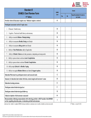 Fillable Online professional diabetes Standard 5 DSMES Chart Review ...